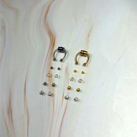 Jewelry | 2 Sets Magnetic Septum Nose Ring Horseshoe Fake Nose Ring ...